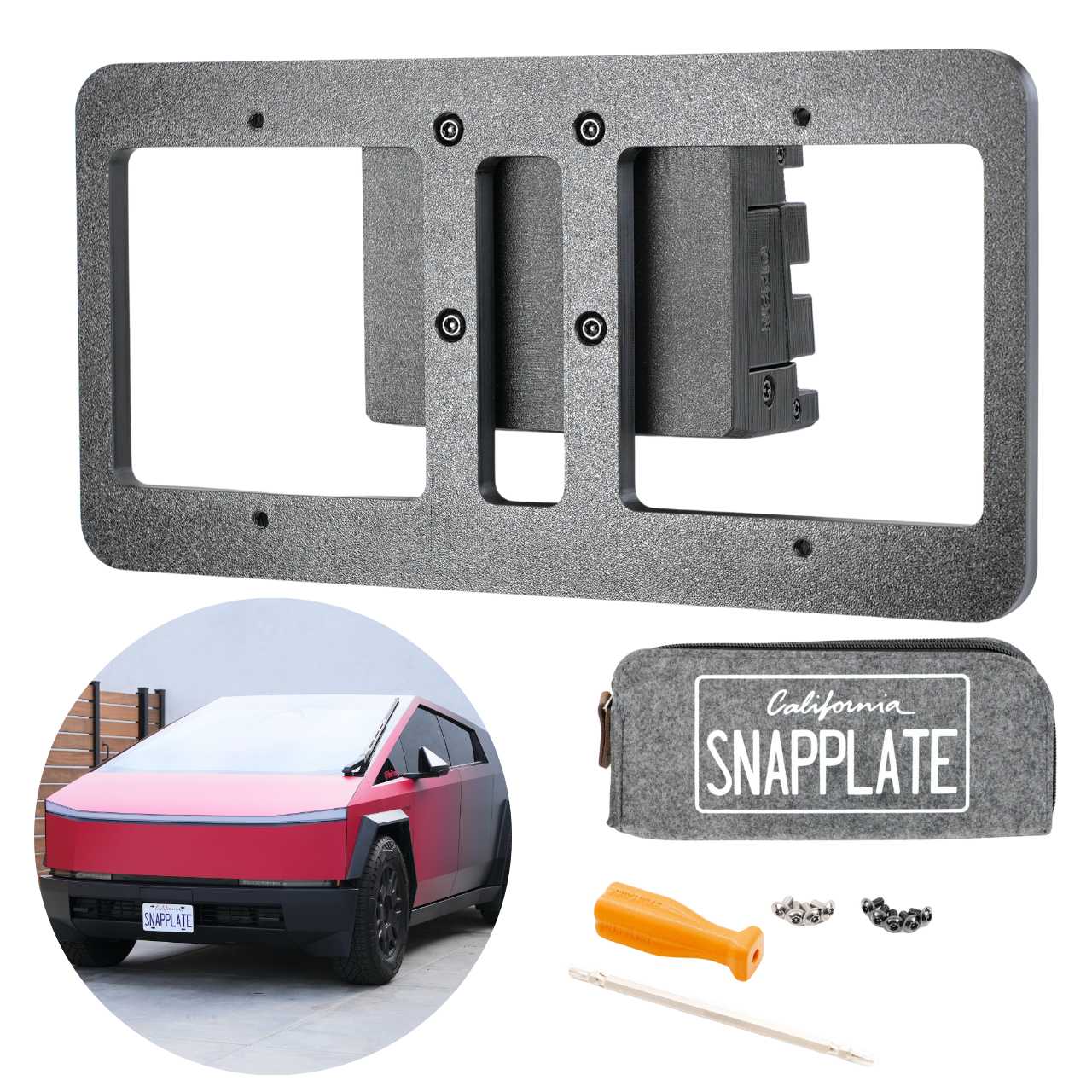 Tesla Cybertruck SnapPlate Front License Plate Holder – EveryAmp
